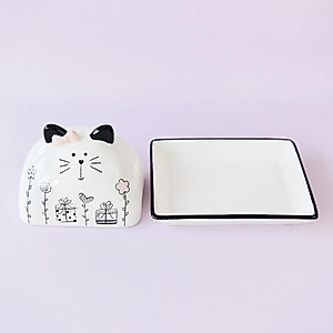 Gaolinci Cute Cat Butter Dish with Lid