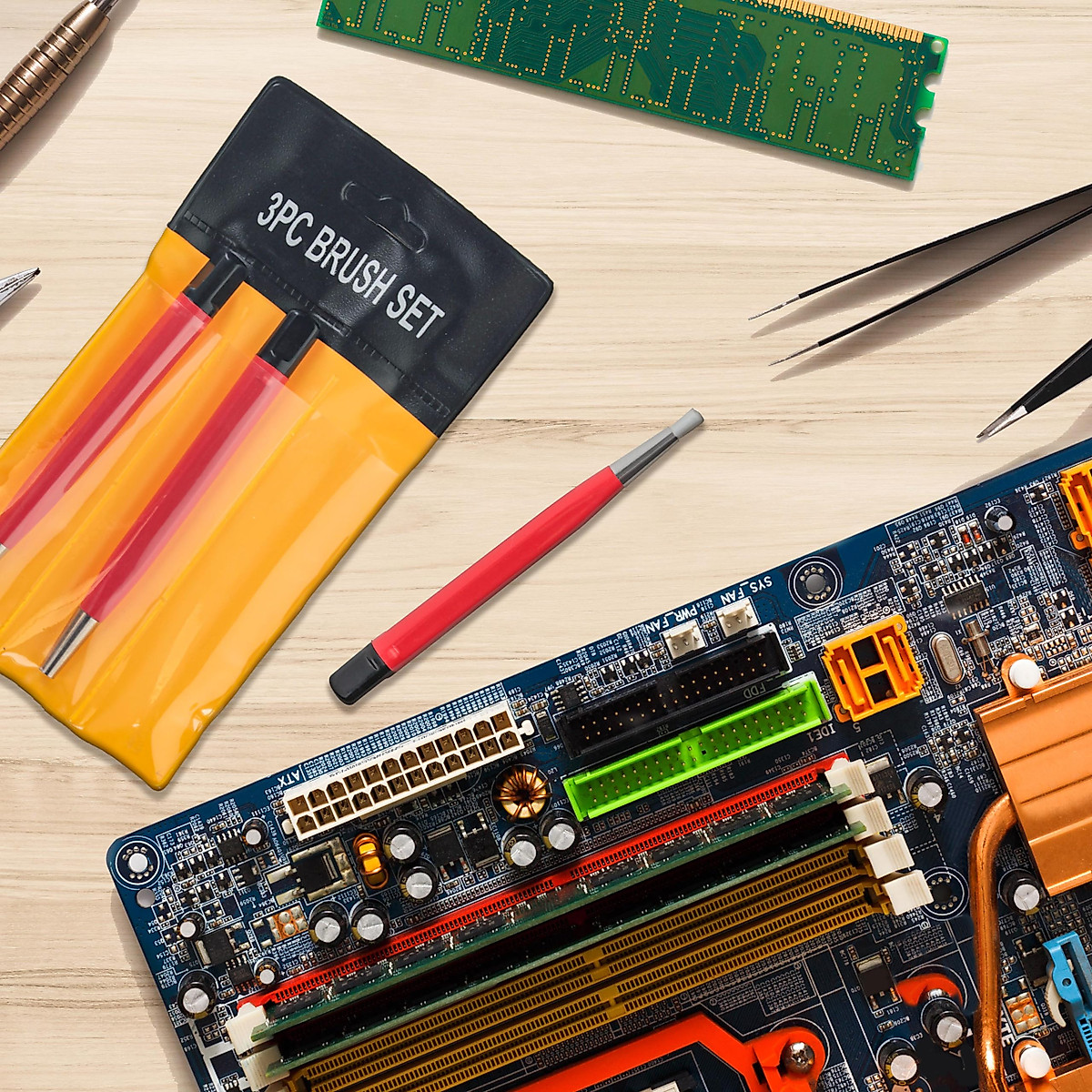 Dura-Gold Fiberglass Spot Scratch Brush Pen Tool, Pack of 3 - Clean, Sand, Scuff Surfaces, Remove Rust & Corrosion, Prep Sanding Auto Paint Scratches for Painting - Polish Metals, Cleaning Electronics