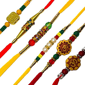 Whopper Pack of 6 Rakhi for Brother with Multi-Design Rakhee Bracelet for Bhai Bhaiya Indian Rakhi Raksha Bandhan Festival Traditional Rakhi Gift for Brothers