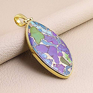 Kingman Turquoise Sterling Silver Pendant Gold Plated Over Sterling Silver Pendant Green Purple Copper Turquoise Gold Pendant Turquoise Gold vermeil Statement Pendant (1 Micron GLOD Plated)