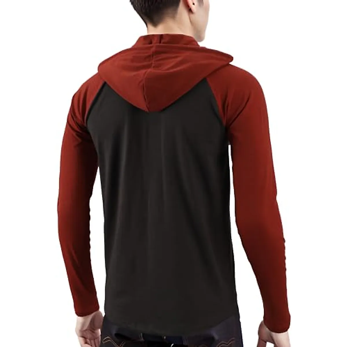 Vetemin Men's Casual Vintage Slim Fit Action Sports Workout Hiking Baseball Active Hoodie T Shirts H.Charcoal/Rusty M