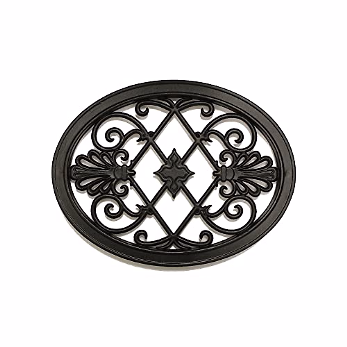 Nuvo Iron Decorative Insert for Fencing, Gates, Home, Garden - Oval, 13" X 17″, Black