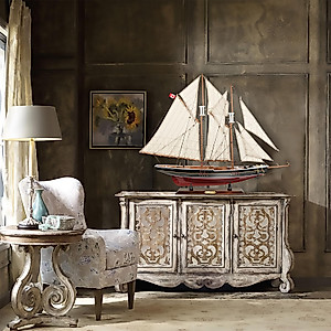 SAILINGSTORY Wooden Sailboat Model Ship Bluenose 1/60 Scale Replica Schooner Sailboat Decor Large