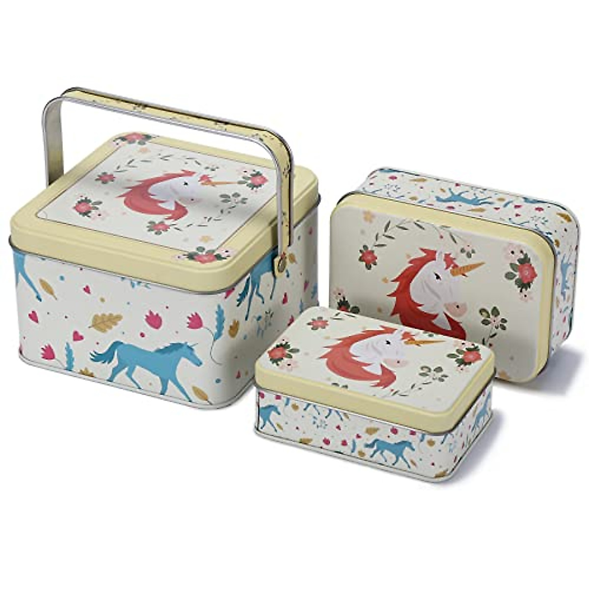 Warmforhom Unicorn Cookie Tins DIY Candy Containers Food Storage Tins Gift Packing Tins Set of 3