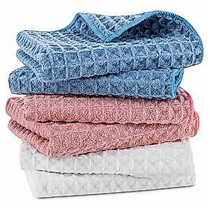 6 PC sdish Towels for Kitchen, Reusable Dish Cloths，12" x 12"Dish Towels for Washing Dishes ，Highly Absorbent Tea Towel,Premium Dish Rags_Suitable for Kitchen Bathroom and Cleaning Counters