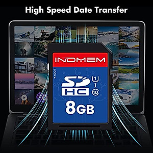 INDMEM SD Card 8GB 2 Pack UHS-I U1 Class 10 8G SDHC Flash Memory Card Compatible with Digital Camera, Computer, Trail Cameras