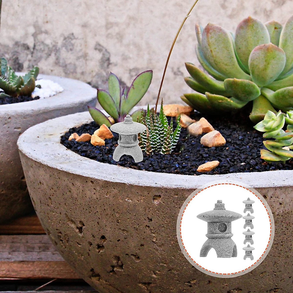 Yardwe 5pcs Mini Pagoda Statue Miniature Garden Lantern Figurines Sandstone Decorations Asian Pagoda Lantern Sculpture for Japanese Zen Garden Fairy Landscape Dollhouse Decor