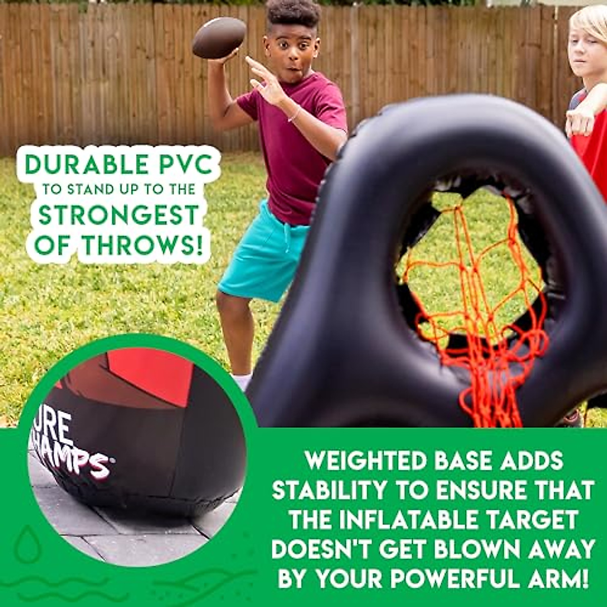 Franklin Sports Kids Football Target Toss Game - Inflatable Football Throwing Target Toy with Soft Mini Footballs - Fun Kids Football Toy Toss Game - Inflatable Indoor + Outdoor Sports Game 45 In.