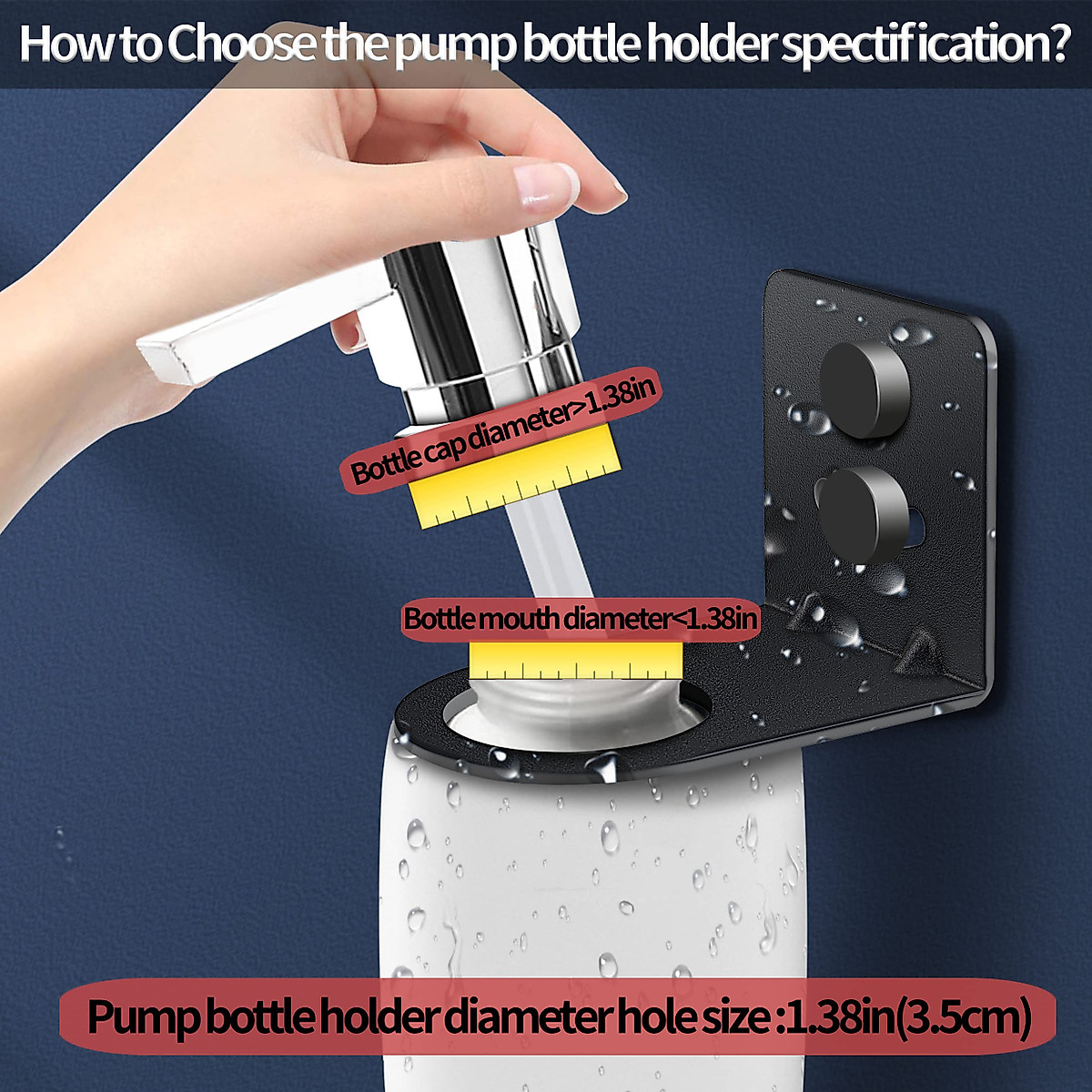 TRINENOX Non-Drilling Adhesive Shower Gel Bottle Rack, Soap Bottle Dispenser Holder Wall Mount, Hand Pump Bottles Dispenser Stand Hanging Rack Shampoo Standing Shelf Storage Holder Bracket(4 Black L)