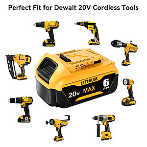 Wryfzxd Replacement for Dewalt 20V MAX Battery 6.0Ah Compatible with Dewalt 20V Battery Lithium Replacement for Dewalt 20 Volt Battery DCB205 DCB204 DCB207 Compatible with Dewalt Battery 20V 4Packs