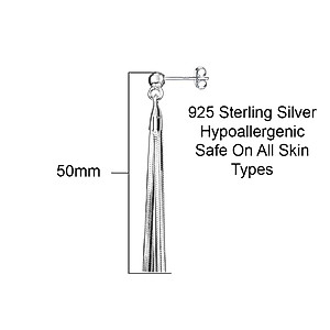 Savlano 925 Sterling Silver White Yellow & Rose Color Dangle Drop Tassel Threader Stud Women Earrings (White)