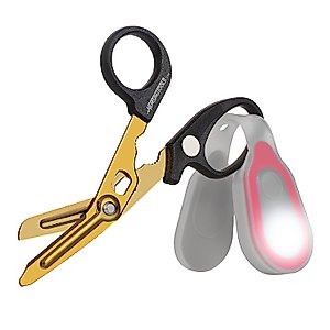 Hummingbird 4in1 Medical Scissors - Pocket Size Trauma Shears w/Clip-on LED Flashlight for Nurses, Students, Respiratory Therapists, Veterinarians, and Medical Professionals (Pink + LED Light)