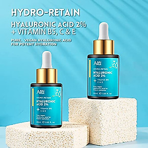 Hyaluronic Acid Serum for Skin 2% with Vitamin B5, C& E - Intense Hydration + Moisturizer, Plumps & Increase Firmness, Non-greasy, Paraben-free - 1. Fl Oz