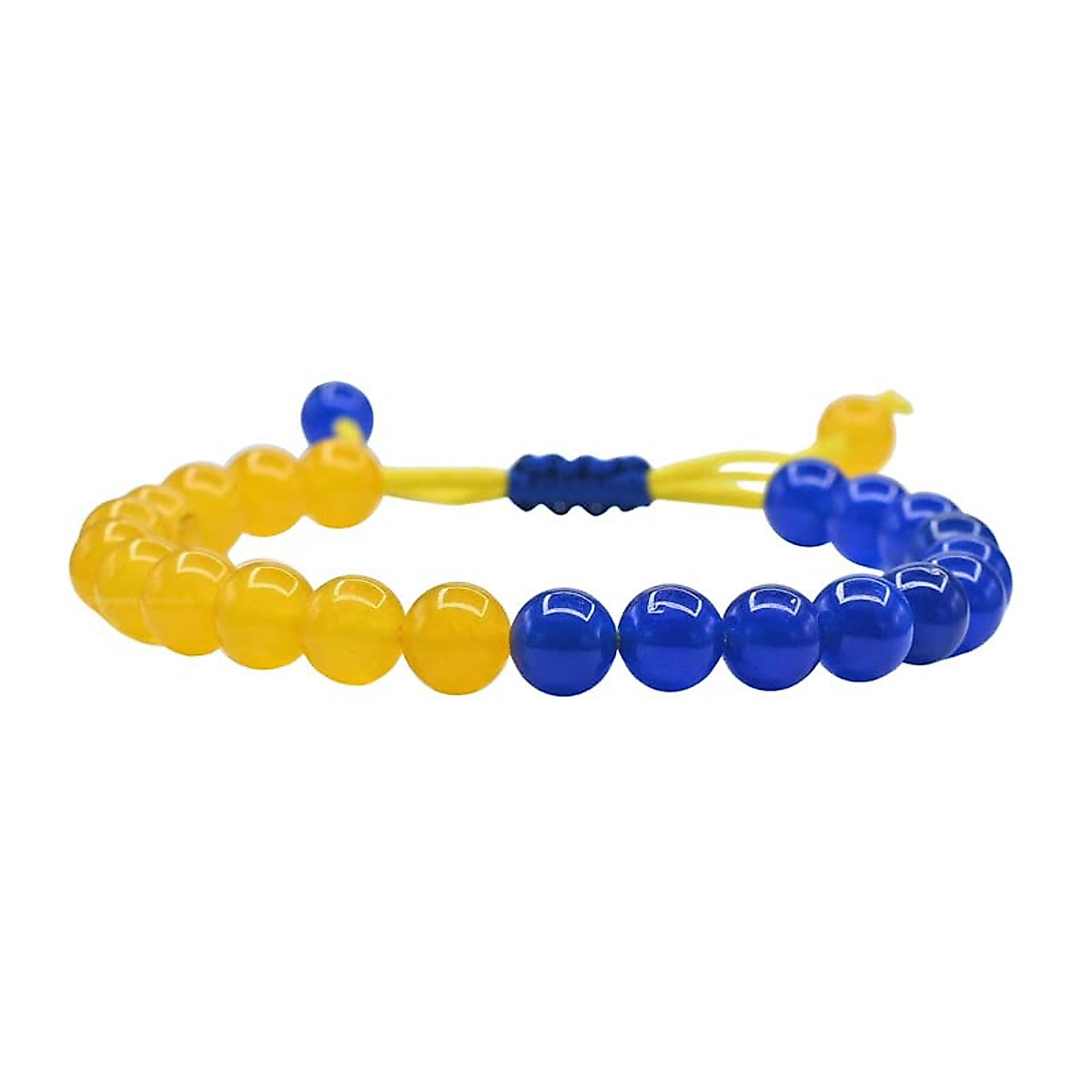 COLORFUL BLING 2 Pcs Set Ukraine Flag Bracelet with Natural Crystal Bracelet + Ukrainian Yellow Blue Bracelet Hand Braided Bracelet for Men Women Kids Unisex - Style D