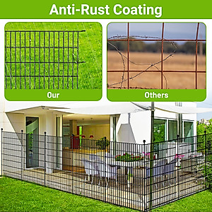 5 Panels No Dig Decorative Outdoor Garden Fence for Yard, 40 in(H) X 11.8 ft(L) Animal Barrier Fencing Rustproof Metal Wire Panel Border for Dog, Rabbits, and Patio Temporary Ground Stakes