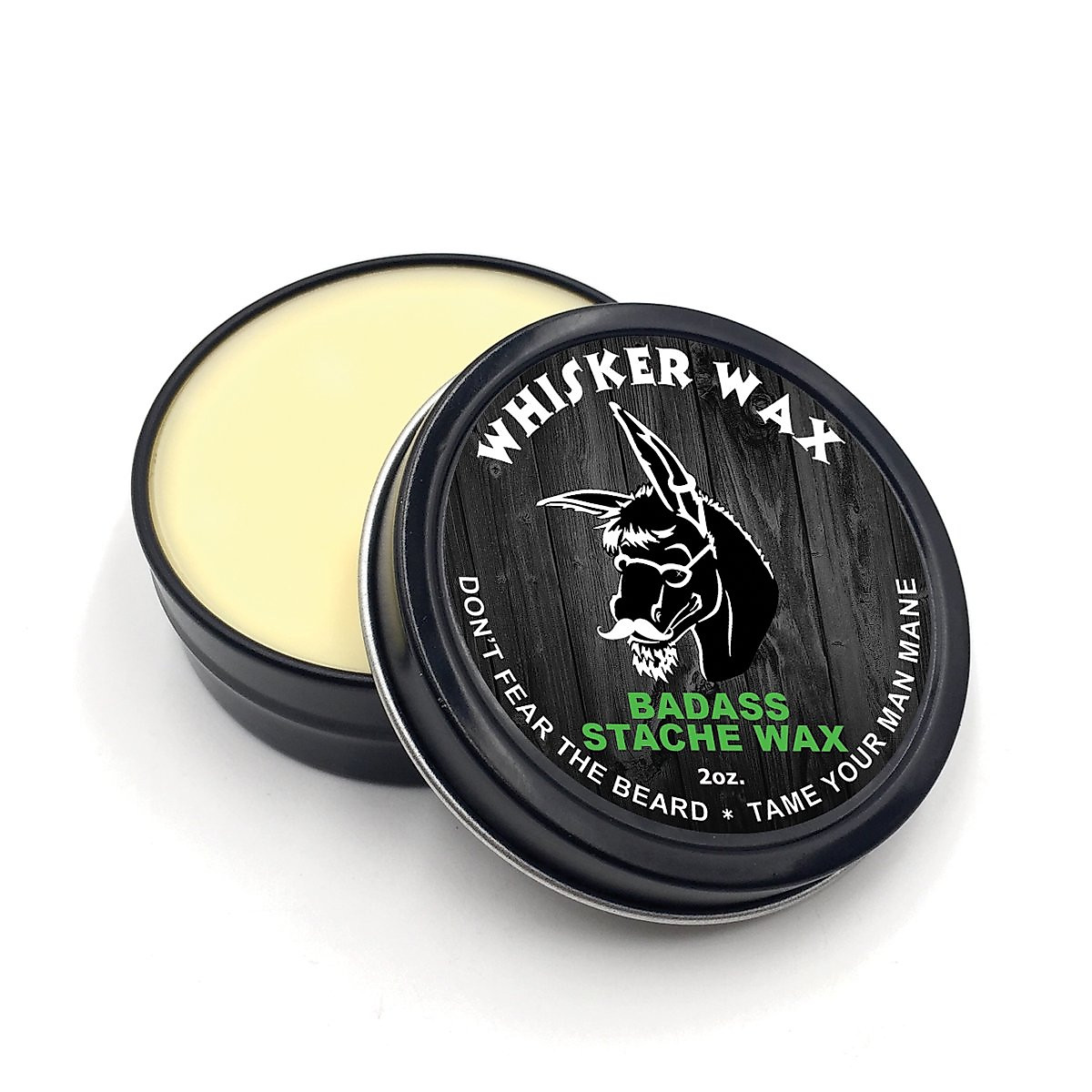 Badass Beard Care Mustache Wax For Men, 2 oz - Made with All Natural Butters and Waxes, Medium Hold, Keeps Mustache Looking and Feeling Natural and Soft