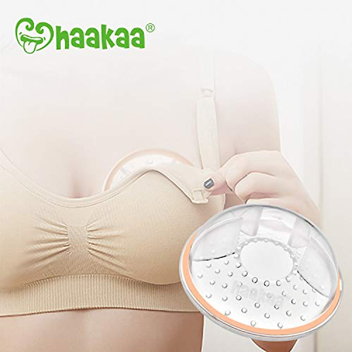 haakaa Manual Breast Pumps with Lid Collecter 100% Food Grade Silicone BPA PVC and Phthalate Free (4oz/100ml + lid + Collector)