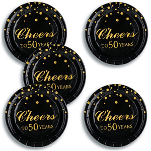 Pandecor Birthday Party Plates and Napkins Party Supplies,Disposable Birthday Party Decorations Set Serve up to 20 Guests (50 years old)