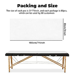 Rngwaper 80PC Disposable massage table Sheets, Breathable Non-woven Fabric Spa Bed Sheets Cover, for Salon,Waxing,Lash,Tattoo, Esthetician Supplies,Flat Fitted Sheet Replacement 31'' × 71'' (white)