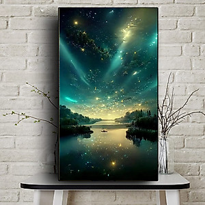 Rousp DIY 5D Diamond Painting Kits for Adults Diamond Art Star Lake Diamond Painting Full Drill Crystal Rhinestone Diamond Embroidery Craft Kits for Home Wall Decor Gifts, 27.5 X 15.7inch