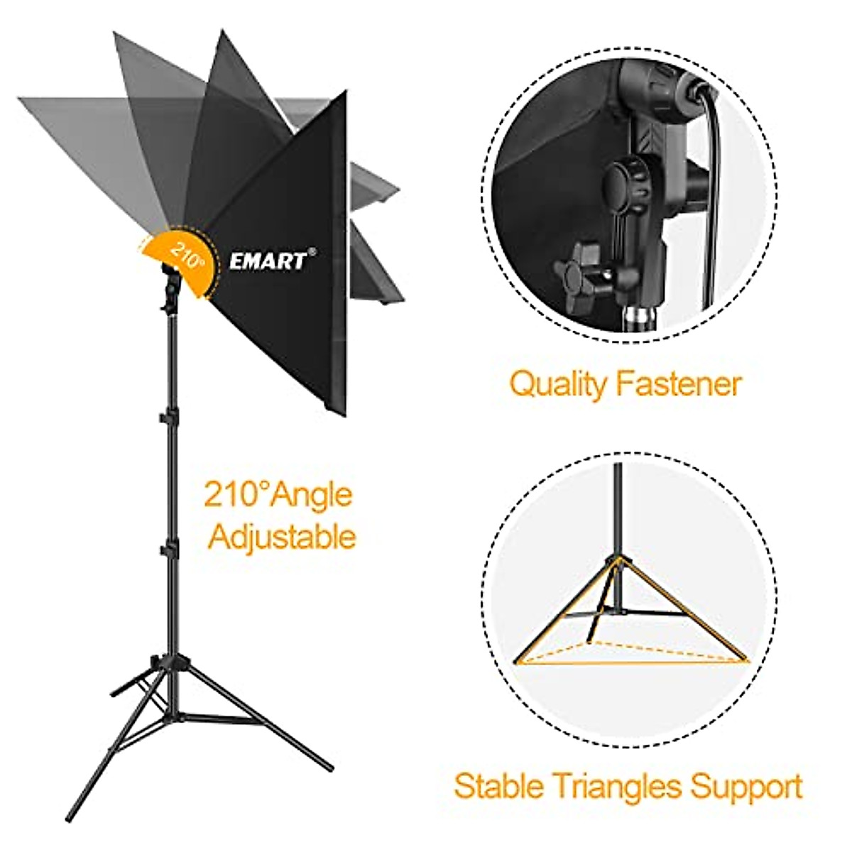 EMART Softbox Lighting Kit with Light Reflector, 24"x24" 1000W Photography Soft Box Continuous Light Set with Photo Studio Bulbs, Professional Camera Light Equipment for Video Recording, Filming