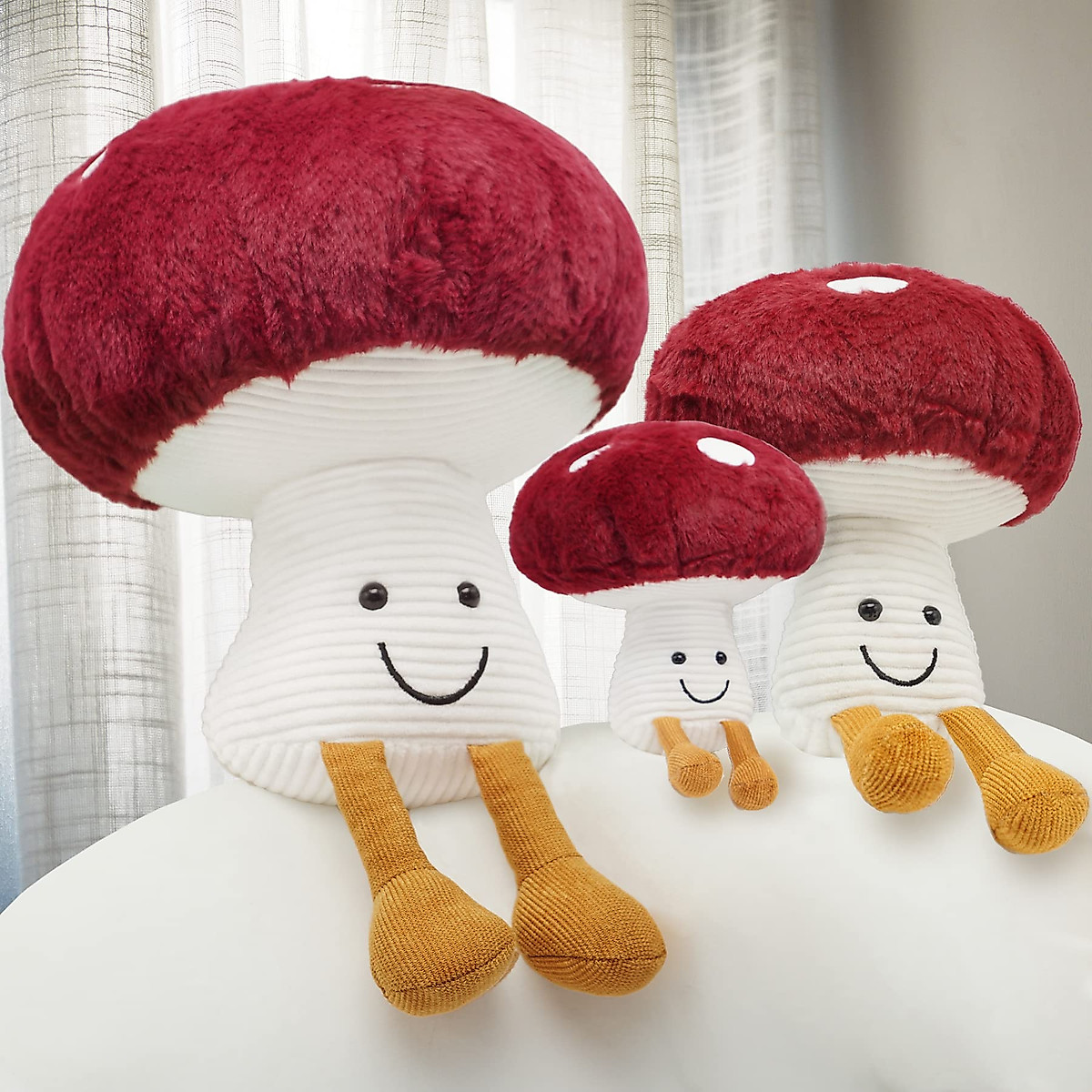 Onsoyours Mushroom Plush 8 Inch, Cute Stuffed Funny Mushroom Plush Pillow for Kids or Home Decorations Plush Toys (Red Mushroom, Small)