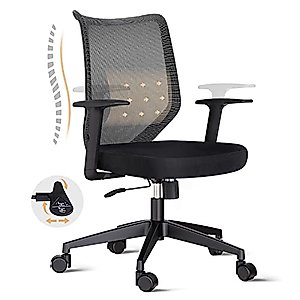 ETasker Ergonomic Office Chair Home: Mesh Desk Chairs with Wheels and Adjustable Arms - Comfortable Computer Desk Chair for Women Adults - Mid Back Swivel Task Chair for Home Office
