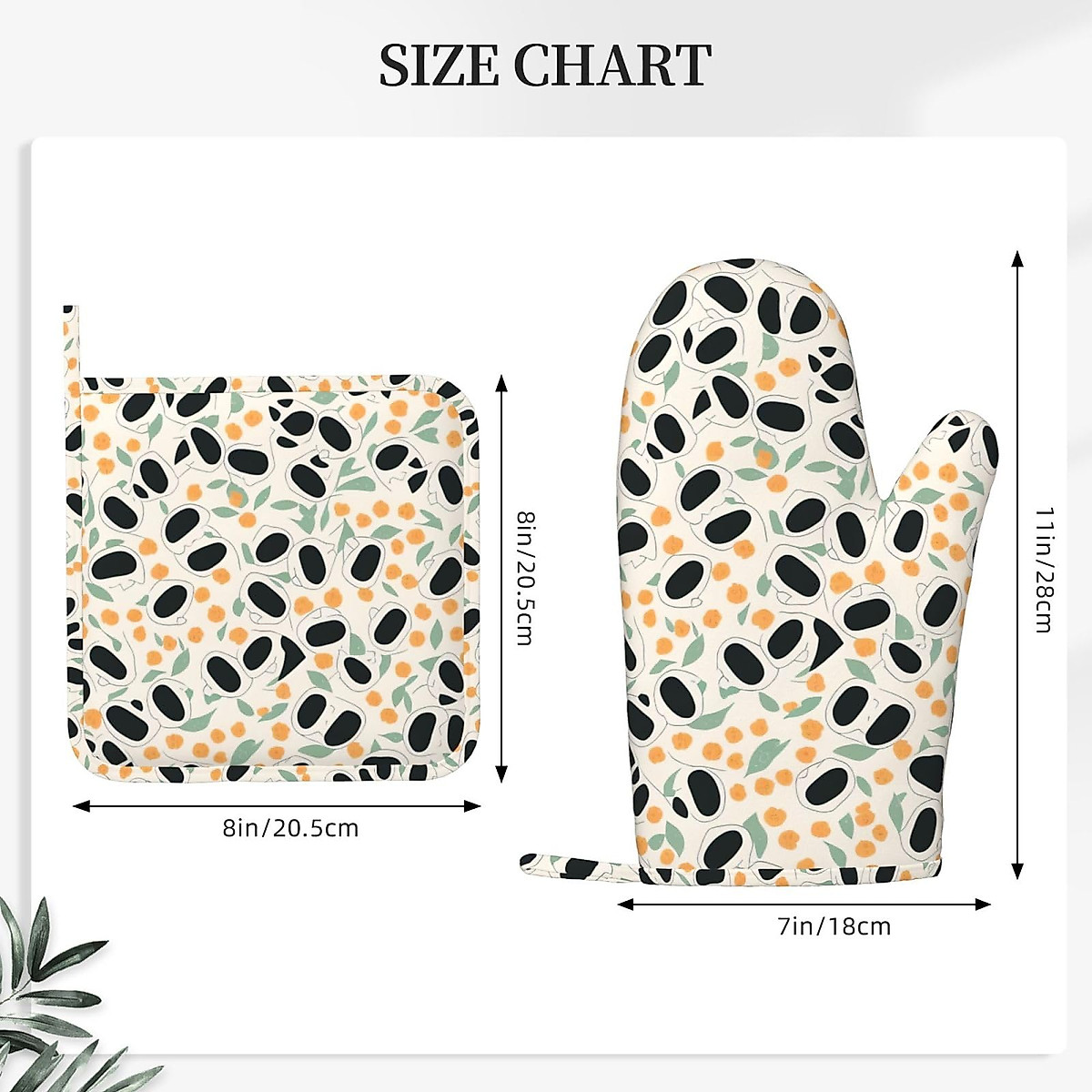 Animals Cute Print Pattern Silicone Oven Mitts Pot Holder Sets 2pcs Cute Design Washable Non Slip Kitchen Heat Resistant Mat Women's Cooking Gloves for Baking and BBQ Wear