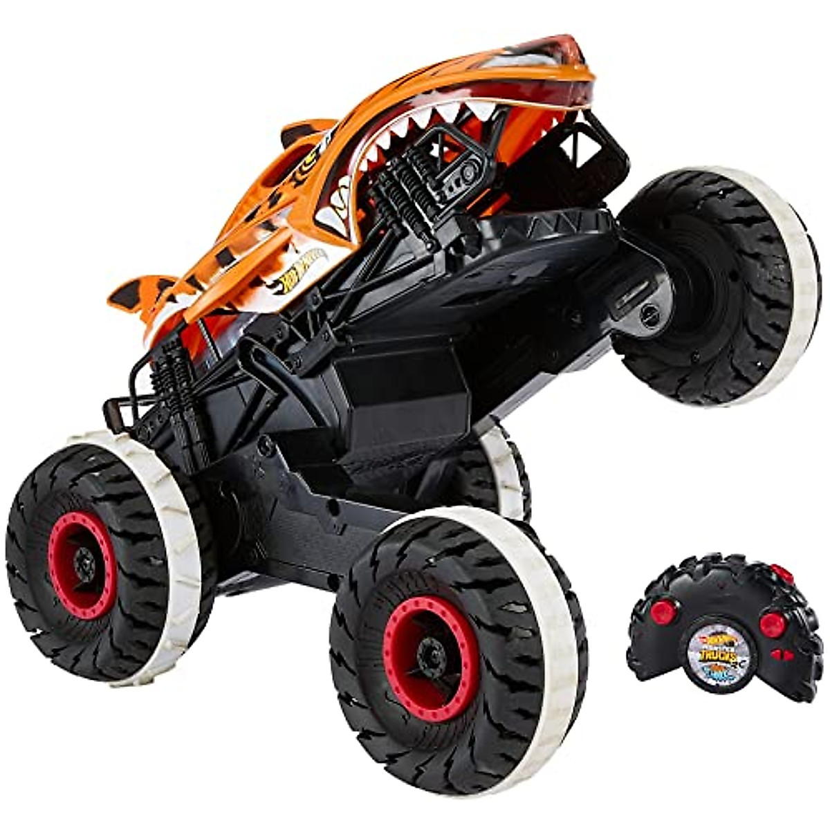 Hot Wheels Rc Monster Trucks Unstoppable Tiger Shark in 1:15 Scale, Remote-Control Toy Truck with Terrain Action Tires