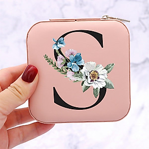 XVX Personalized Mini Jewelry Organizer Box - Ideal Birthday & Graduation Gifts for Daughters, Granddaughters | Travel Initial Jewelry Case for Girls Women-Cyan Z