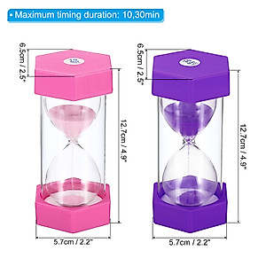 PATIKIL 10, 30 Minute Sand Timer, 2pcs Hexagon Small Sandy Clock with Plastic Cover, Count Down Sand Glass for Games, Kitchen, Party Favors DIY Decoration, Yellow, Orange