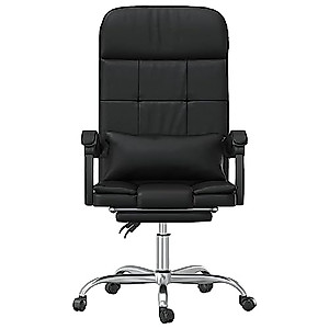 WEHUOSIF Scandinavian Minimalist Massage Reclining Office Chair, Black Faux Leather
