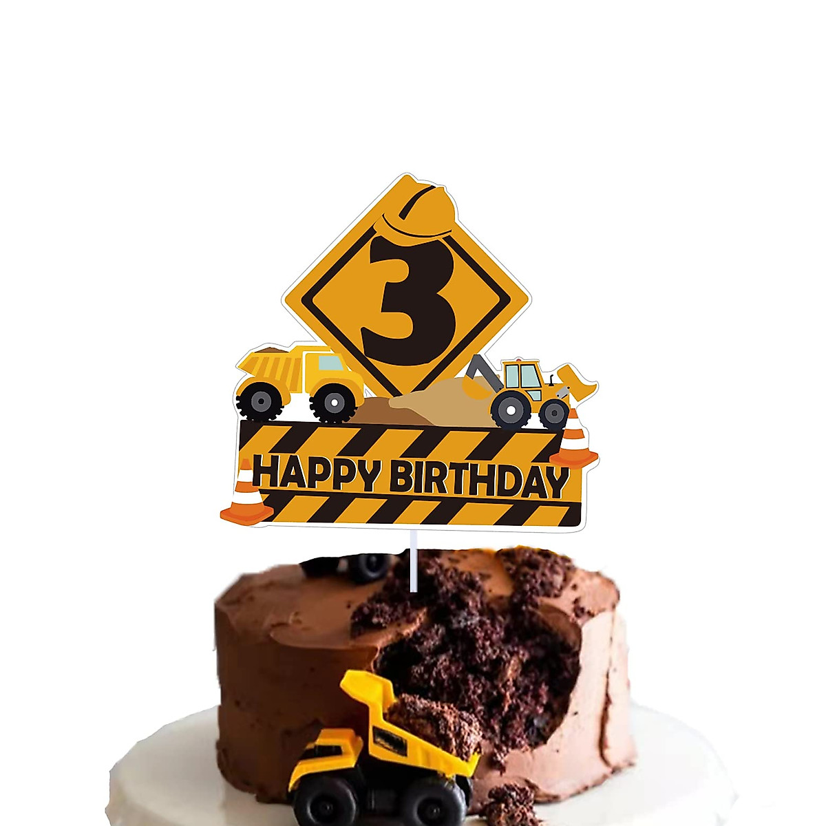 PuPuFly Excavator 3rd Birthday Cake Topper for Engineering Construction Theme Decoration ,Kids Boy 3 Year Happy Party — 1 (PuPuFlya53214)