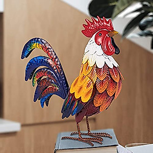Natelf Metal Rooster Garden Statues & Sculptures, Chicken Yard Art Decor Standing Animal Lawn Ornament for Backyard Patio Kitchen Decorations