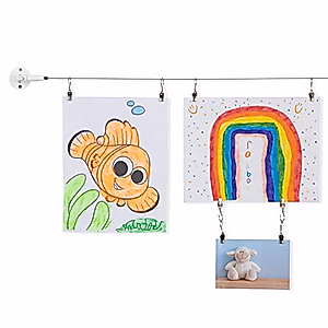 You Have Space TOTART Picture Hanging Kit and Curtain Rod with 18 Clips for Kids Crafts, Artwork, Tapestry, Stainless Steel, White