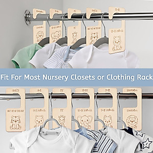 Focal20 12 Pcs Wooden Baby Closet Dividers for Clothes Organizer Animal Theme Baby Closet Size Dividers from Newborn to 4T Baby Clothes Hanger Dividers for Baby Girls Boys Gift Nursery Baby Shower