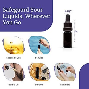 Infinity Jars Glass Dropper Bottle Ultraviolet Black Glass Tincture Bottle 5ML (.17 Fl oz) w Eye Droppers Caps, Leak-Proof Travel Bottle for Essential Oils, Liquids | Amber Glass Dropper Bottle