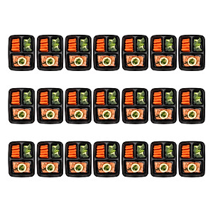 Freshware Meal Prep Containers Bento Boxes with Lids (21 Pack, 3 Compartment, 24 oz) and (15 Pack, 1 Compartment, 28 oz)