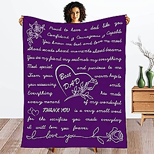 Personalized Flannel Blanket Bed Throw to Dad/Father Gift/Present for Father’s Day Birthday Thanksgiving Day Christmas Healing Thoughts Throws Emotion Transmission with Gift Bag and Wish Card