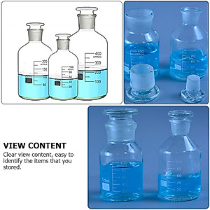 iplusmile Reagent Bottle Apothecary Jar, Glass Wide Mouth Reagent Bottle 125ml Capacity Laboratory Chemistry Sample Glass Bottle with Glass Stopper and Scale for Lab and Kitchen