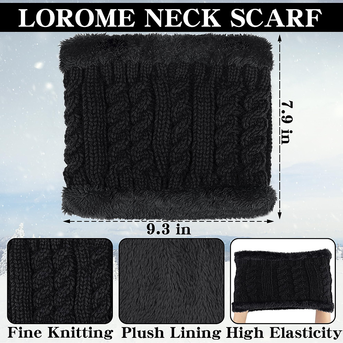 Winter Beanie Hat, Scarf and Touchscreen Gloves Set Black