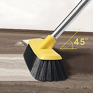 Push Broom with Long Handle, Floor Brush 47.6 inch Soft Bristle Broom 12.2" Wide for Cleaning Bathroom Kitchen Patio Garage Deck Tile Floor