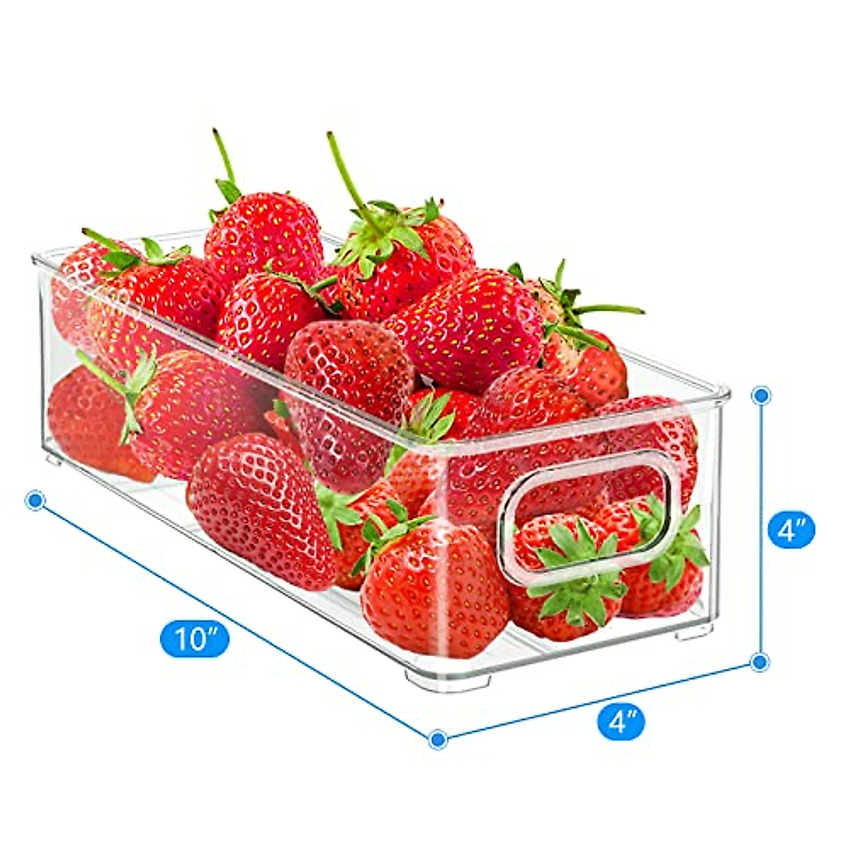 Set Of 6 Plastic Refrigerator Organizer Bins, Clear Stackable Food Storage Bins For Fridge, Freezer, Kitchen Cabinet, Pantry Organization, BPA Free Fridge Organizer