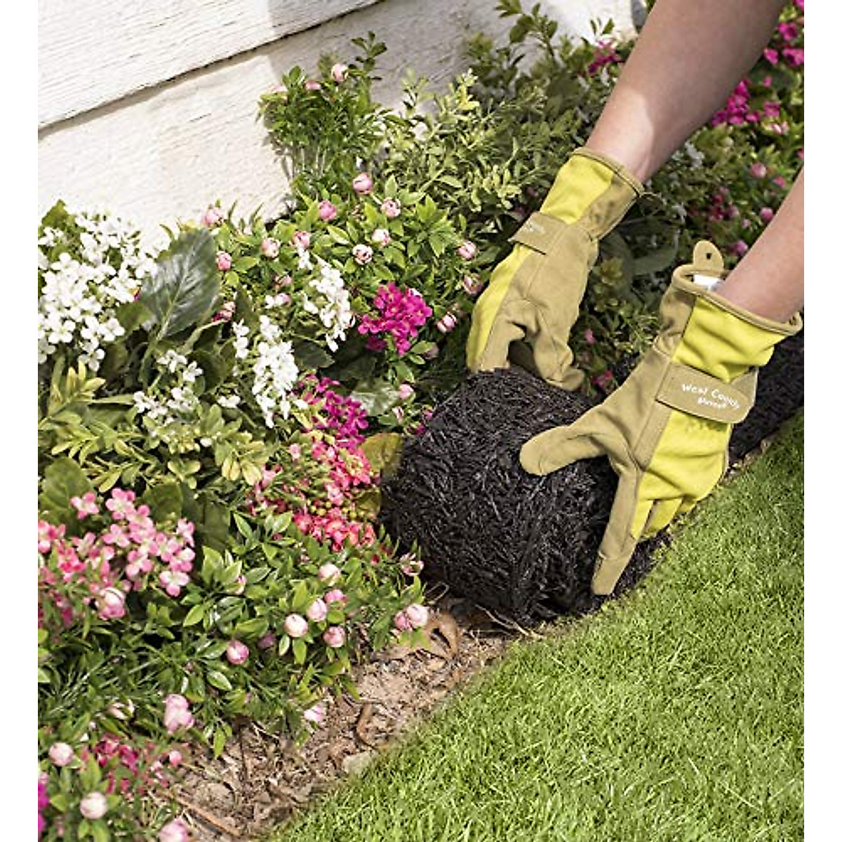 Plow & Hearth 55632 Recycled Rubber Permanent Garden Mulch Border, 120 L x 4.50 W, Black