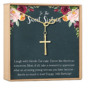 Dear Ava Infinity Sweet Sixteen Necklace | Gift for Girls and Teenager | Modern Jewelry Pendant with Heartfelt Card | Sterling Silver Gifts for 16th Birthday Necklaces Gold