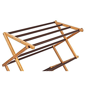 BIRDROCK HOME Folding Steel Clothes Drying Rack - 3 Tier - Water-Resistant Bamboo Wood - Fully Assembled Collapsible Dry Rack - Walnut (Brown)