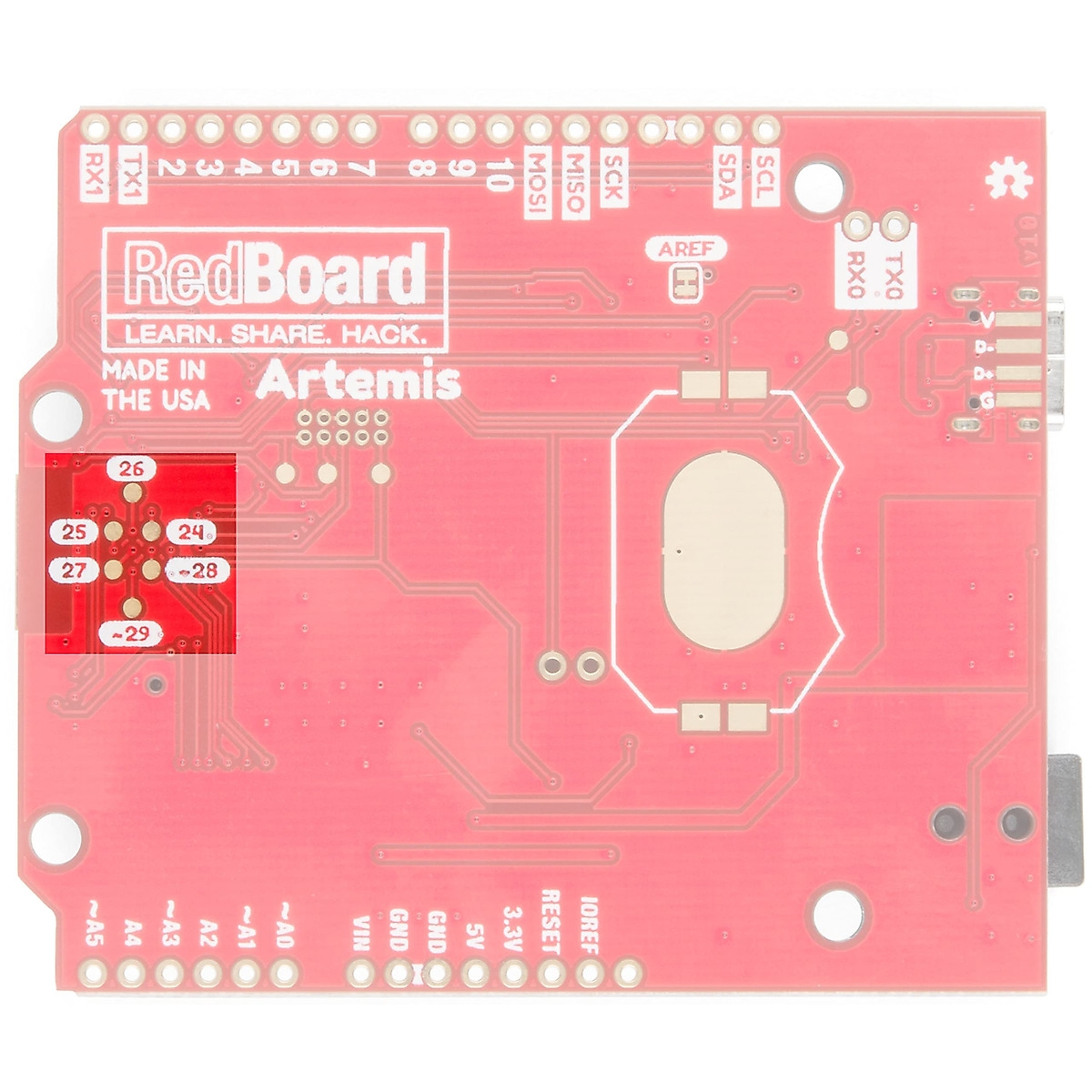 SparkFun RedBoard Artemis Machine Learning Development Board Includes BLE One megabyte of Flash USB-C connector Qwiic I2C MEMS microphone Compatible with Arduino IDE Run TenserFlow models R3 footprint