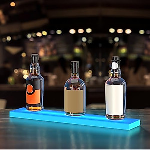 VEVOR LED Lighted Liquor Bottle Display, 1 Tier 24 Inches, Supports USB, Illuminated Home Bar Shelf with RF Remote & App Control 7 Static Colors 1-4 H Timing, Acrylic Lighting Shelf for 6 Bottles