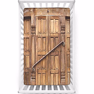 Rustic Themed Fitted Mini Crib Sheets,Portable Mini Crib Sheets Soft Toddler Mattress Sheet Fitted-Crib Mattress Sheet or Toddler Bed Sheet,24“ x38“,Brown