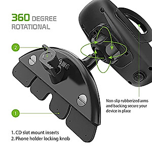 Cellet CD Slot Car Phone Mount Holder Compatible for Apple iPhone 14 Pro Max Plus 13 12 11 Xs Xr X Mini SE Samsung Z Fold, Z Flip, Note 20 10 Galaxy S22 S21, Google Pixel, Motorola Moto